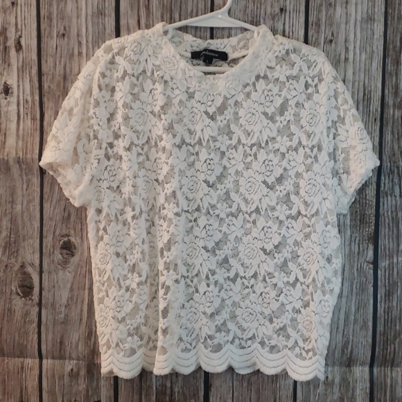 Ambiance | Tops | Beautiful Sheer Lace Top Nwot | Poshmark